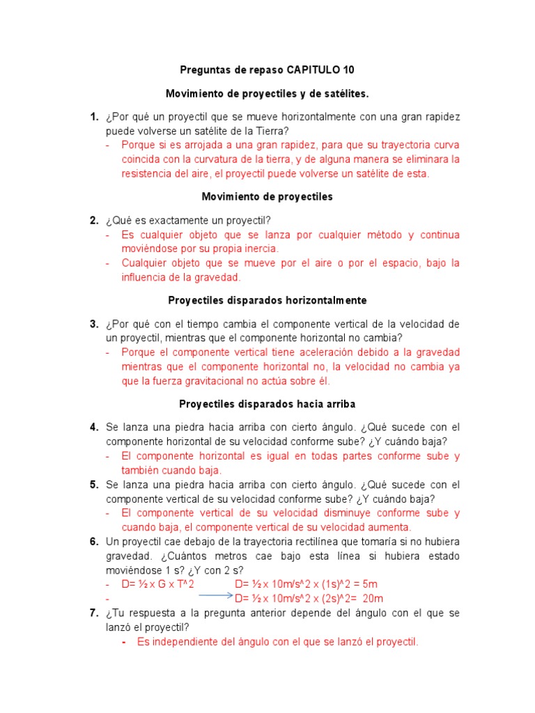 Preguntas de Repaso CAPITULO 10 | PDF | Orbita | Dom