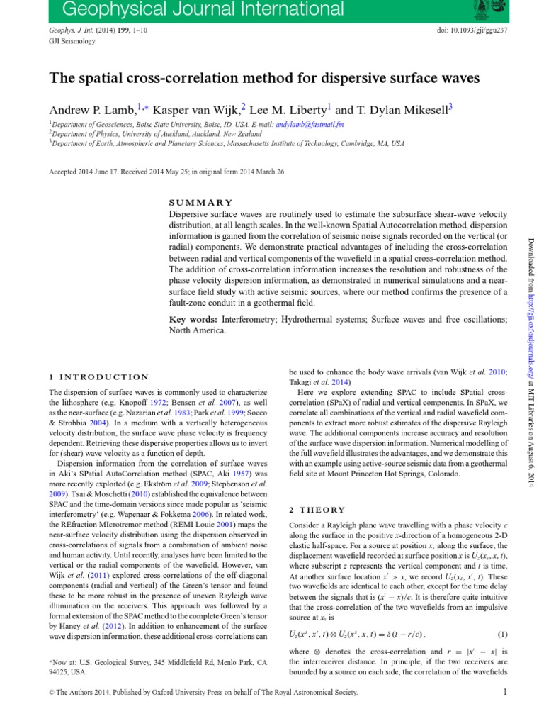 The Spatial Cross-Correlation Method For | PDF | Dispersion (Optics ...