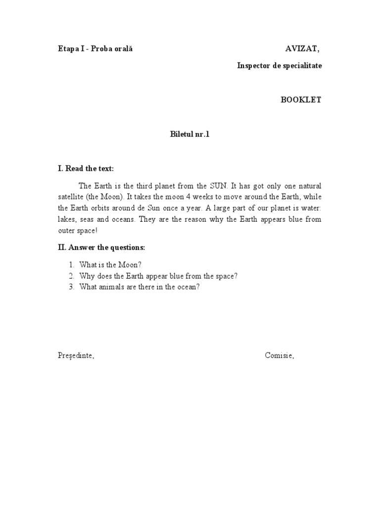 Engleza Proba I Oral PDF | PDF | Foreign Language Studies