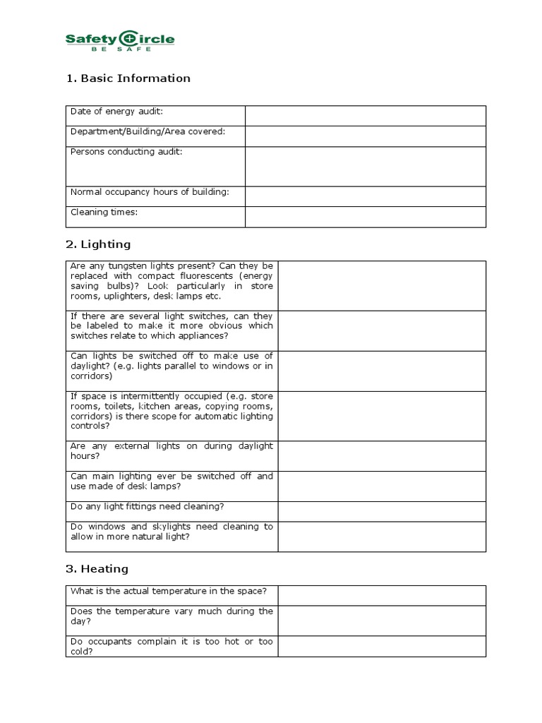 Energy Audit Checklist | PDF | Window | Electric Heating