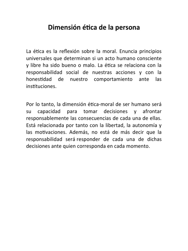 Dimensión Ética de La Persona | PDF | Felicidad | Moralidad