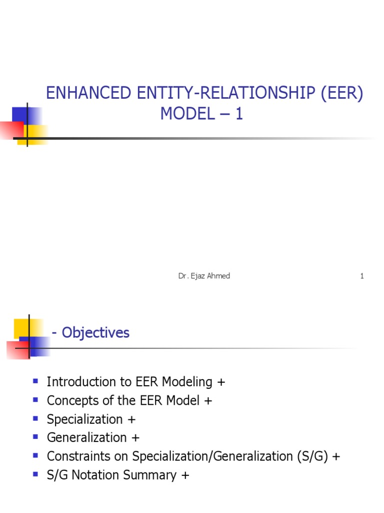 Enhanced Entity Relationship Eer Model 1 Dr Ejaz Ahmed 1 Download Free Pdf Inheritance