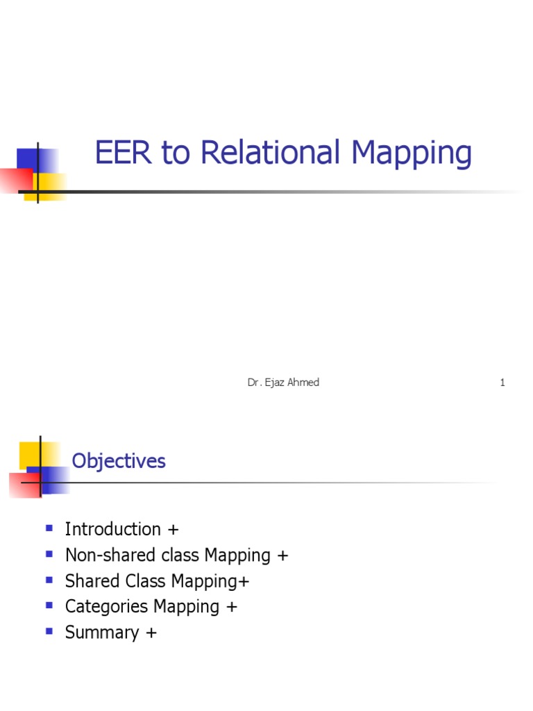Eer To Relational Mapping Dr Ejaz Ahmed 1 Pdf Inheritance Object Oriented Programming 