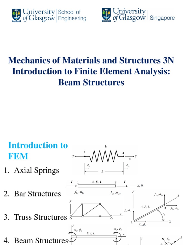 A4 - Intro To FEM4 - Beam | PDF | Bending | Finite Element Method