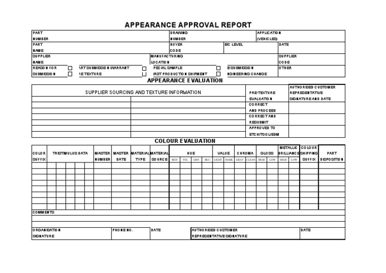 Cópia de Appearance Approval Report | PDF | Vision | Color