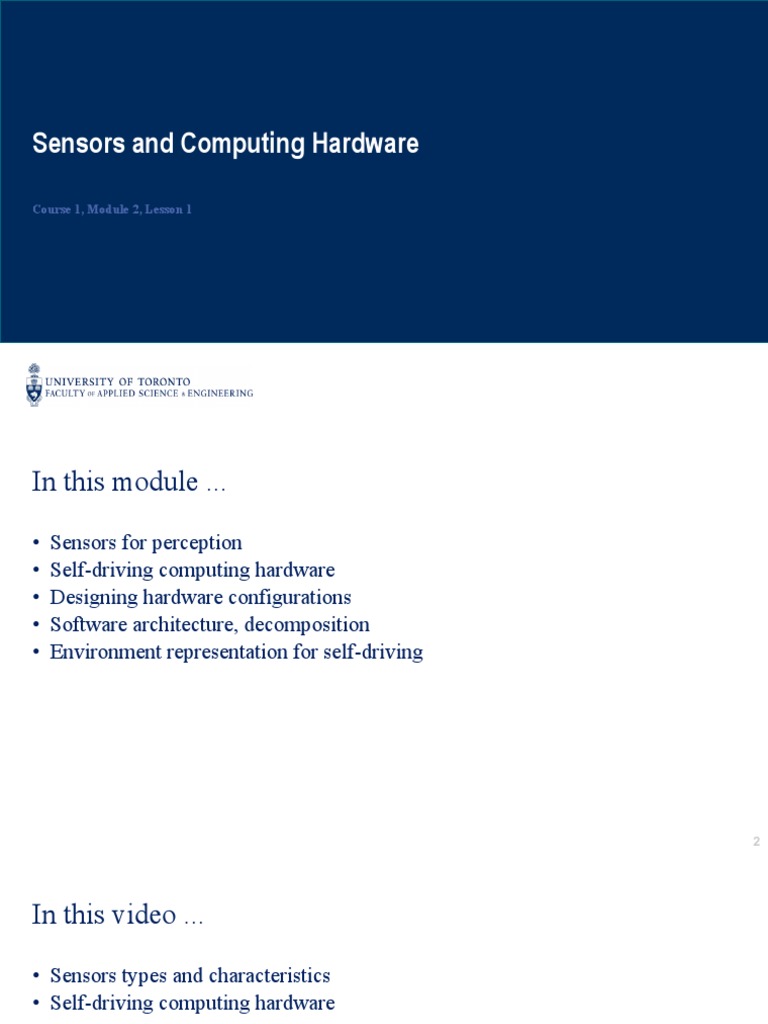 Sensors and Computing Hardware: Course 1, Module 2, Lesson 1 | PDF ...