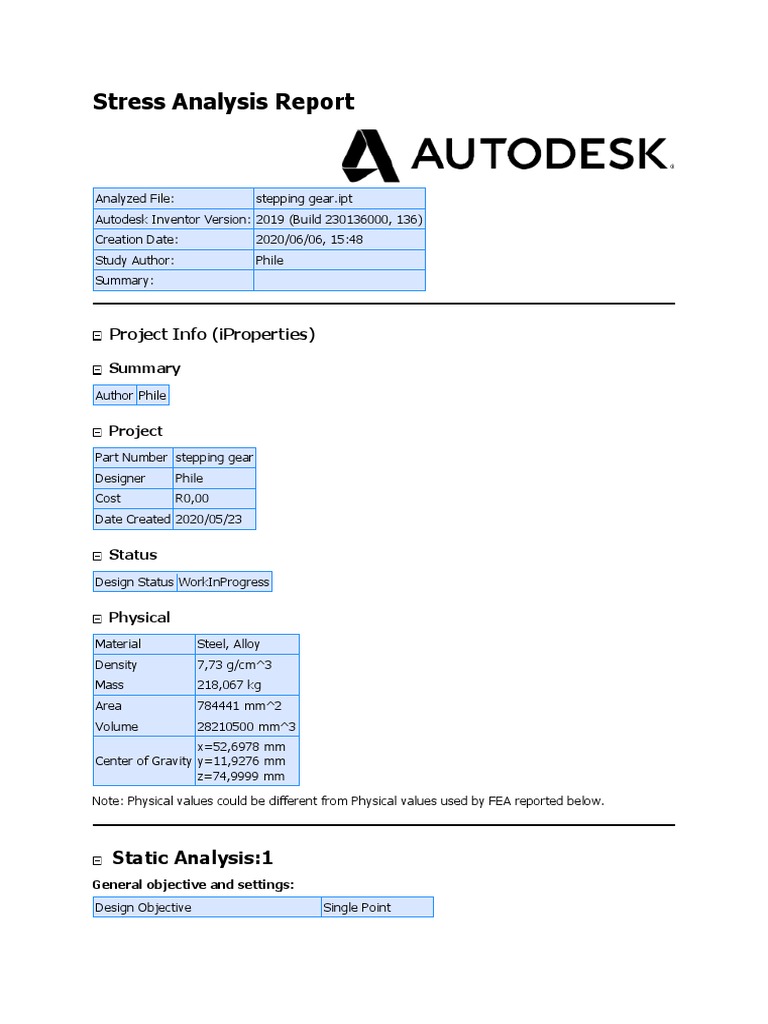 Stress Analysis Report | PDF | Strength Of Materials | Young's Modulus