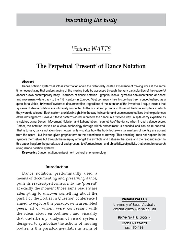 The Perpetual Present of Dance Notation PDF | PDF | Embodied Cognition | Dances