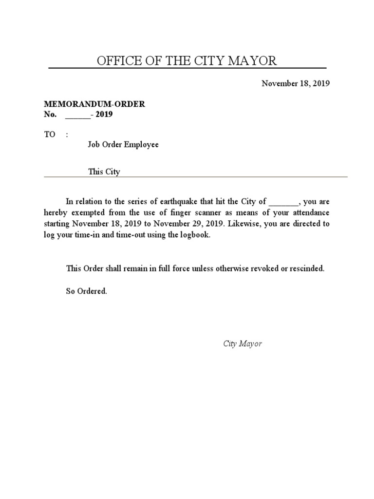 Sample Memorandum Form - Finger Scanner | PDF