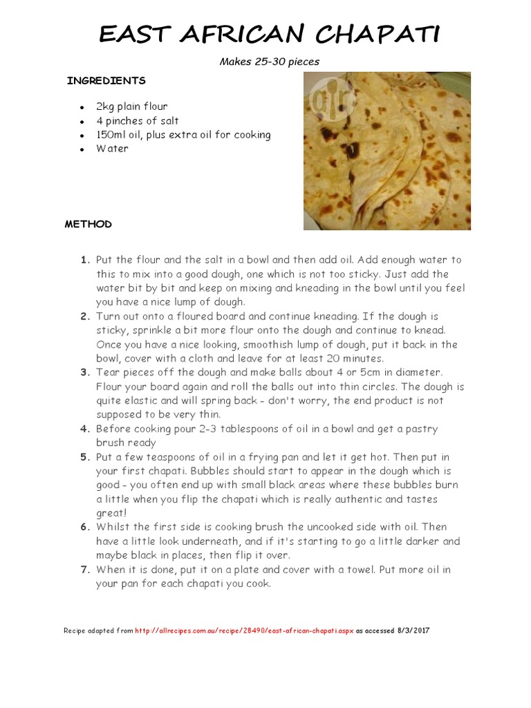 East African Chapati Recipe Guide | PDF