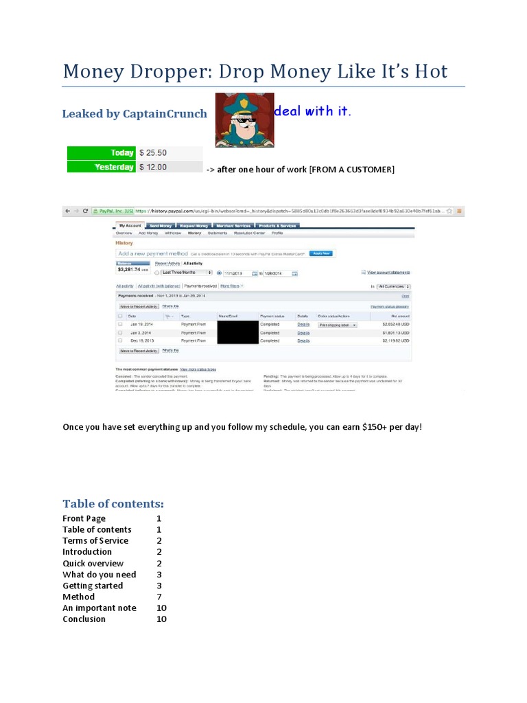 Money Dropper: Drop Money Like It'S Hot: Leaked by Captaincrunch | PDF ...