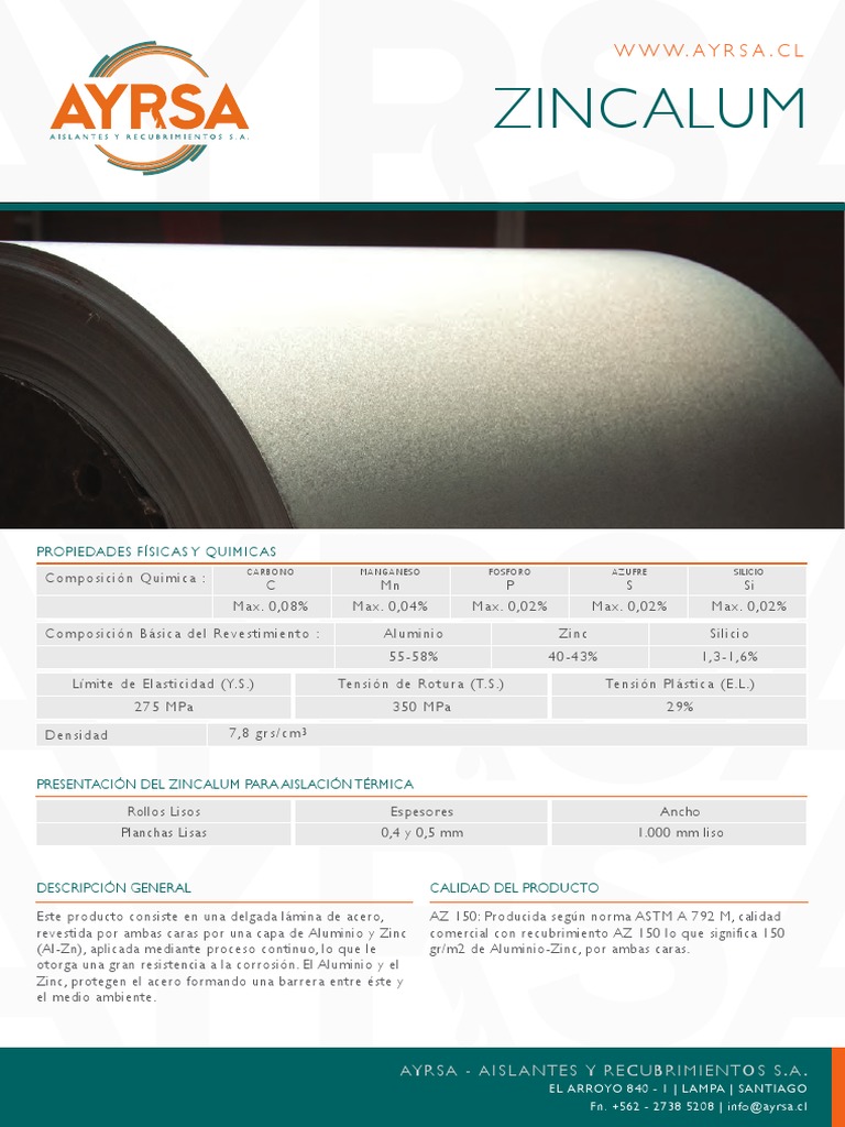 Ficha ZincAlum PDF | PDF