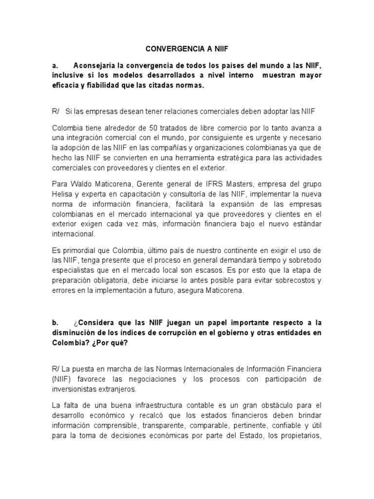 Convergencia A Niif | PDF | normas internacionales de INFORMACION ...
