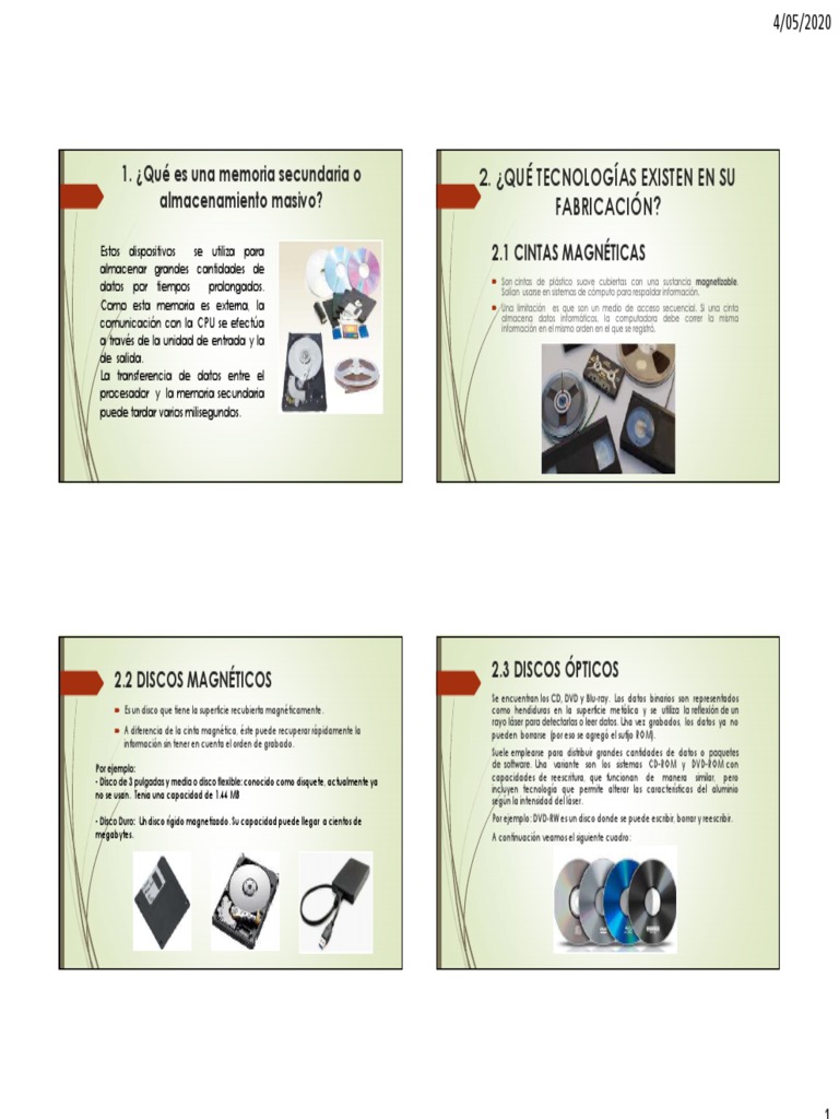 Diapositiva Memoria Secundaria | PDF | Ascii | Almacenamiento de datos ...