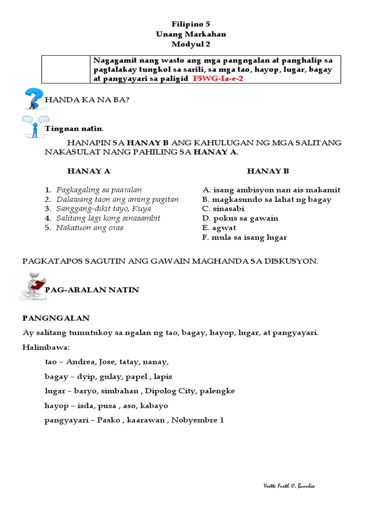 Fil5 Modyul-2 Yunit-1 Final | PDF