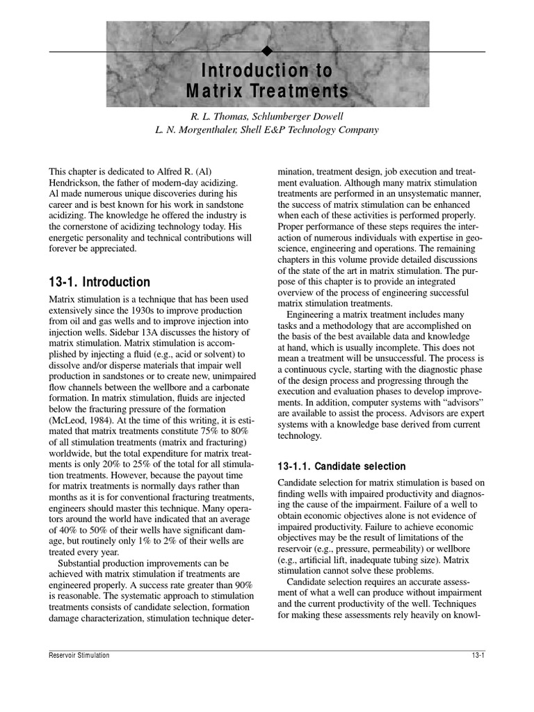 Introduction To Matrix Treatments | PDF | Petroleum Reservoir ...