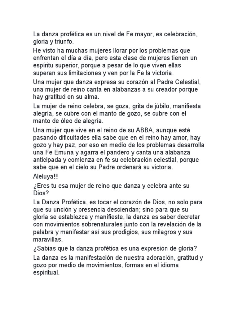 La Danza Profética Es Un Nivel de Fe Mayor | PDF | Contenido bíblico ...