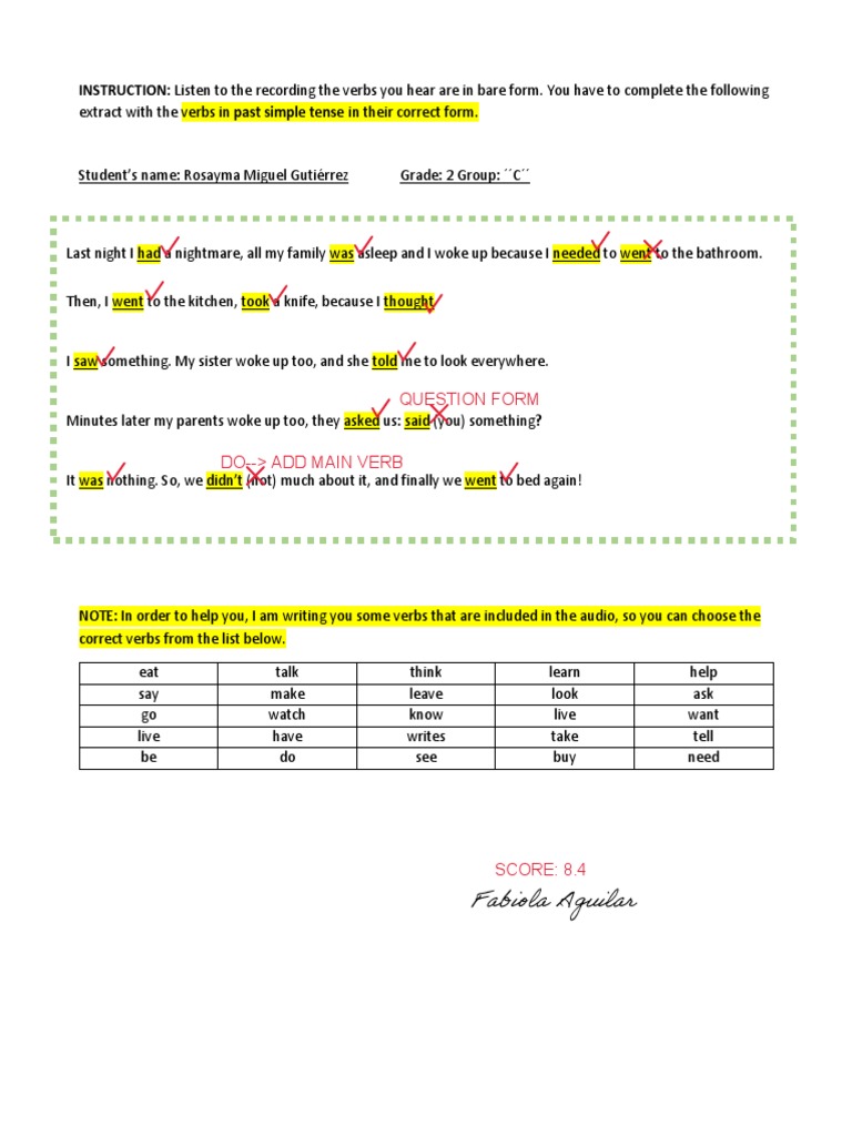Past Simple (Listening Comprehension) | PDF