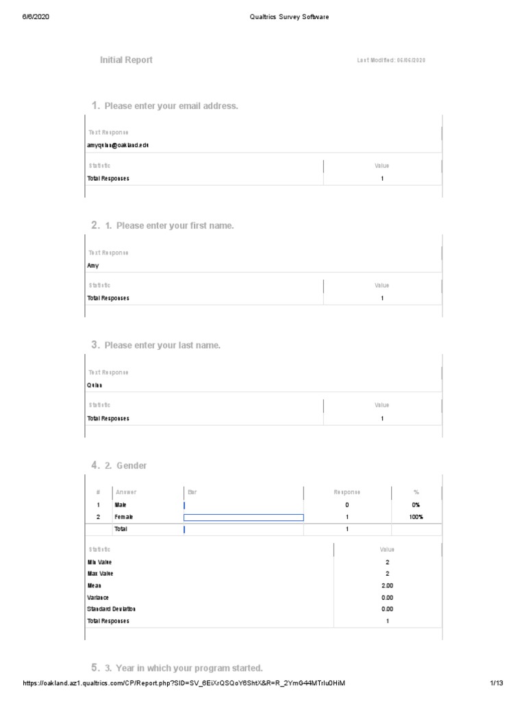 Qualtrics Survey Results Summary | PDF | Standard Deviation | Variance