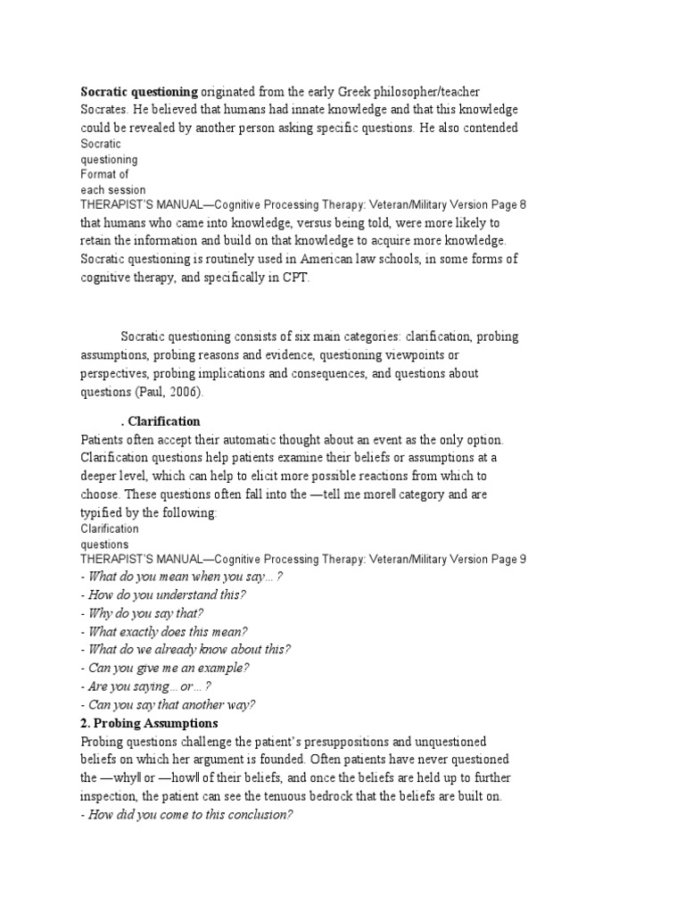 Socratic Questioning | PDF | Psychotherapy | Reason