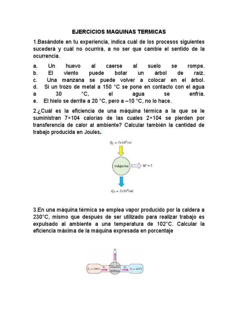 Ejercicios sobre Eficiencia en Máquinas Térmicas | PDF | Temperatura ...