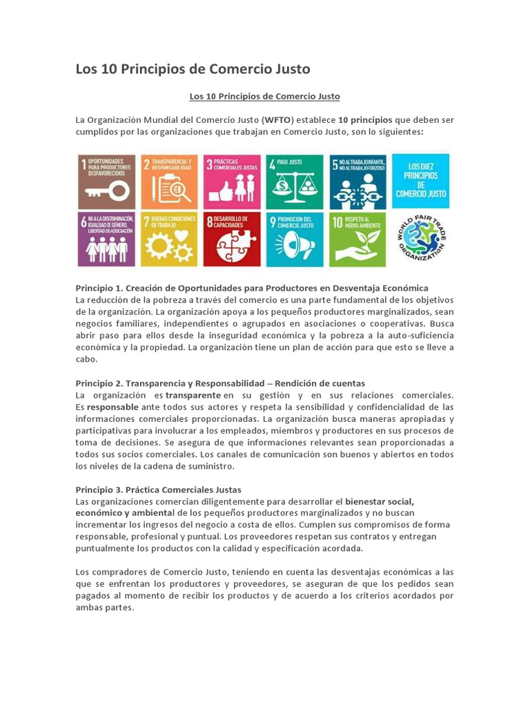 Lectura 1b, Los 10 Principios de Comercio Justo | PDF | Comercio justo | Seguridad y salud ...