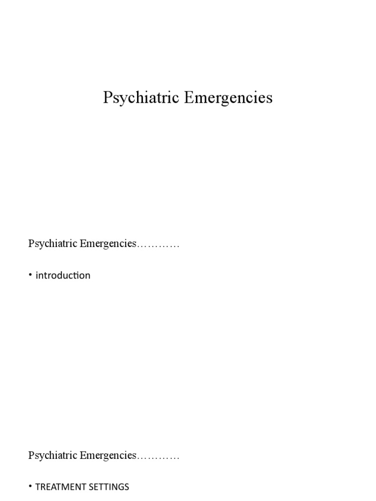 Psychiatric Emergencies | PDF