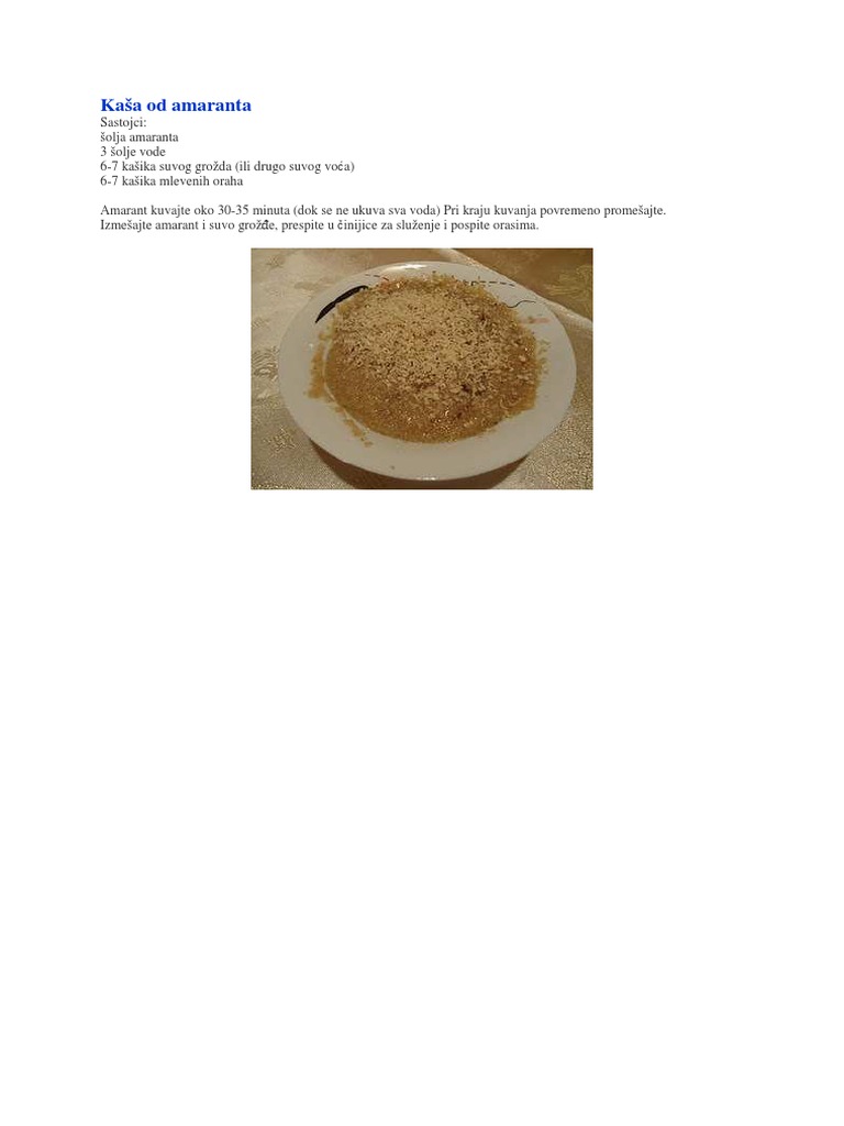 Kaša Od Amaranta | PDF