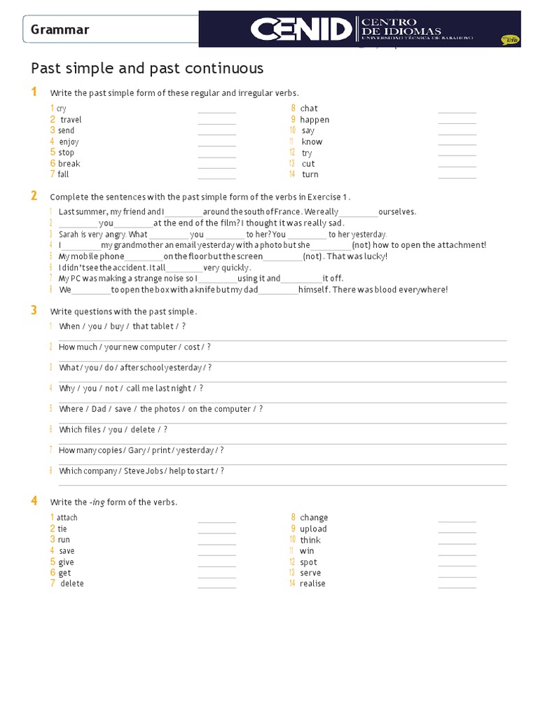Past Simple or Past Continuous Exercises | PDF | Computing And ...