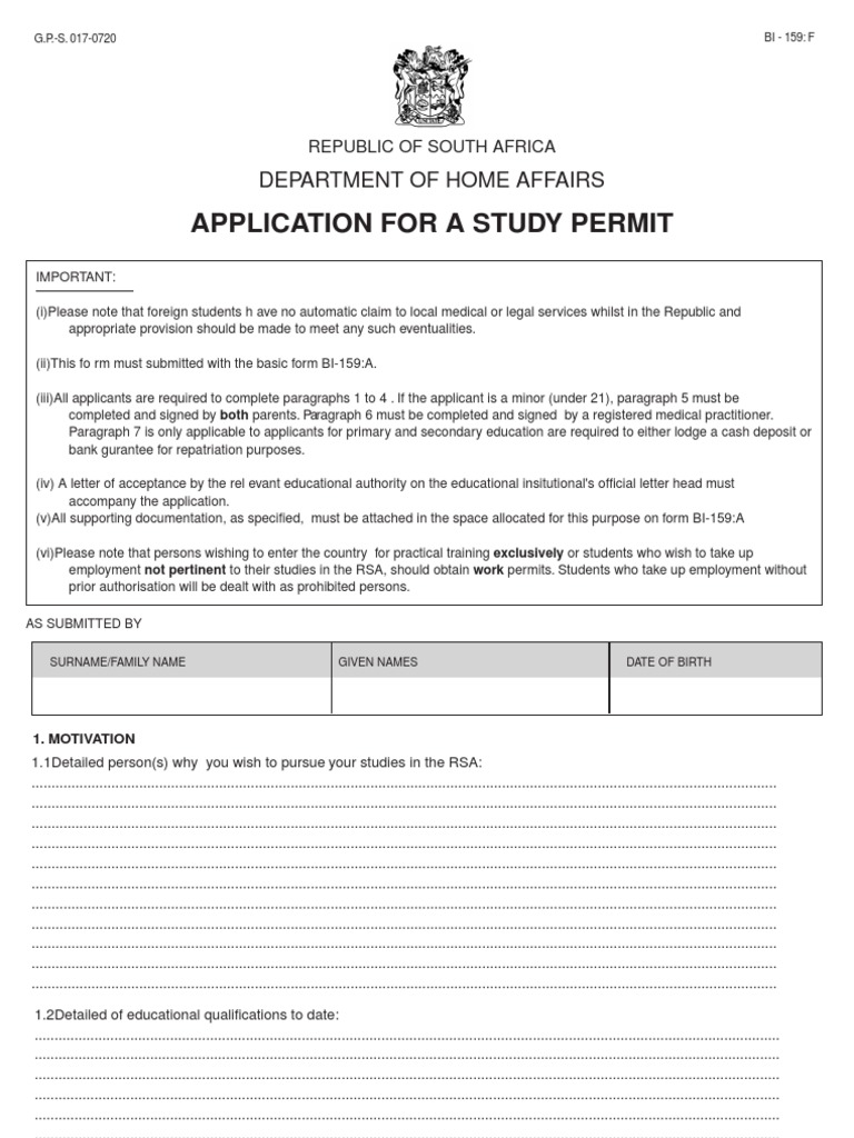Study Permit Form | PDF | Travel Visa | Identity Document