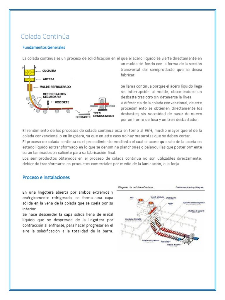 Colada Continua PDF | PDF | Fundición (metalurgia) | Acero