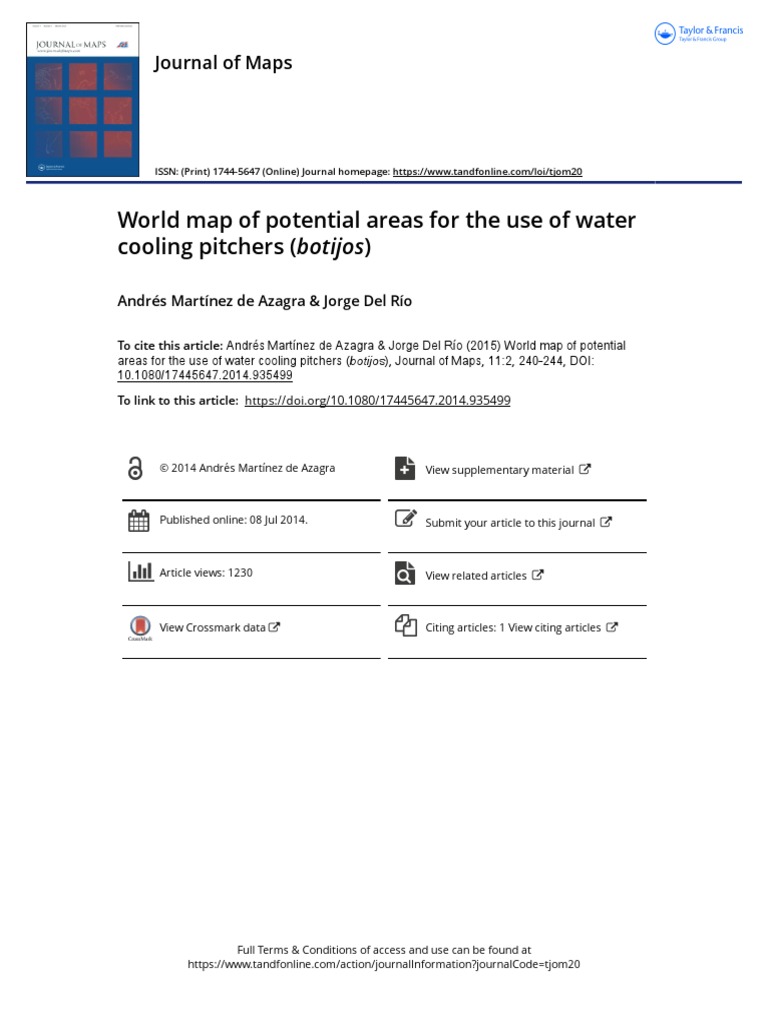 World Map of Potential Areas For The Use of Water Cooling Pitchers ...