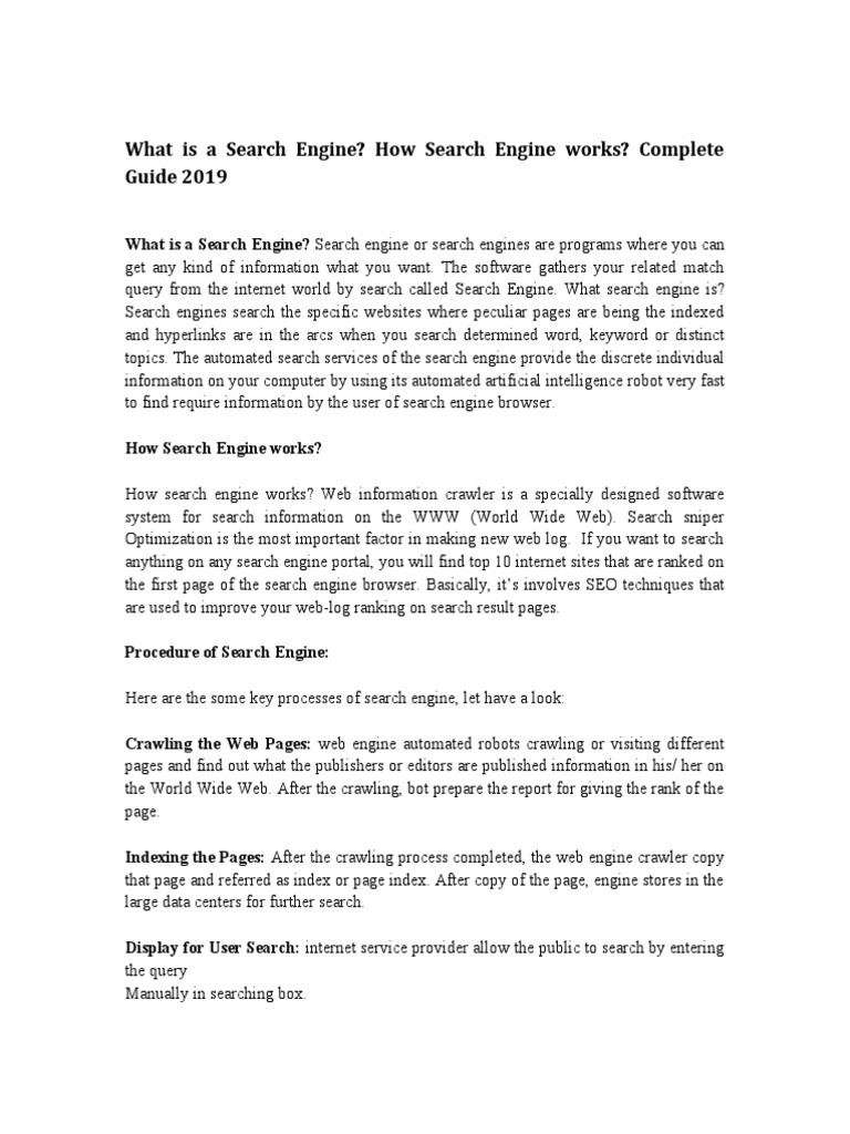 What Is A Search Engine? How Search Engine Works? Complete Guide 2019 ...