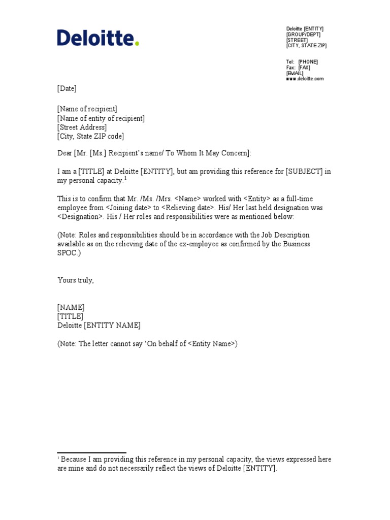 Employment Reference Letter | PDF