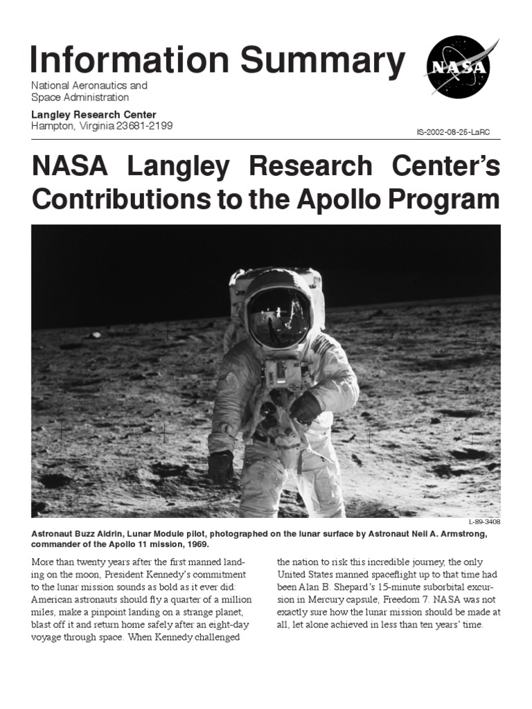 NASA Langley Research Center's Contributions To The Apollo Program ...