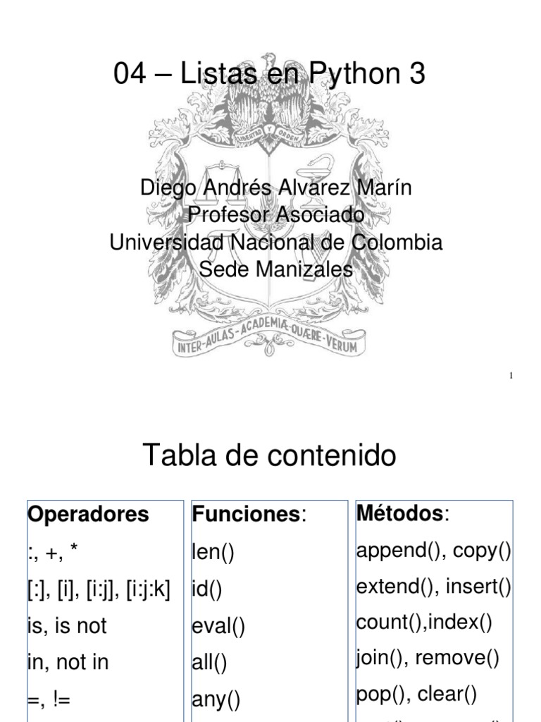 04 - Listas en Python 3 PDF | PDF | Python (lenguaje de programación ...
