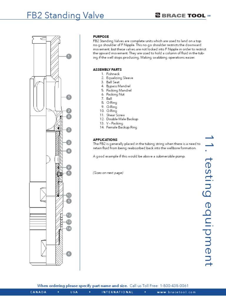 Specifications and Assembly Details for FB2 Standing Valves in Various ...