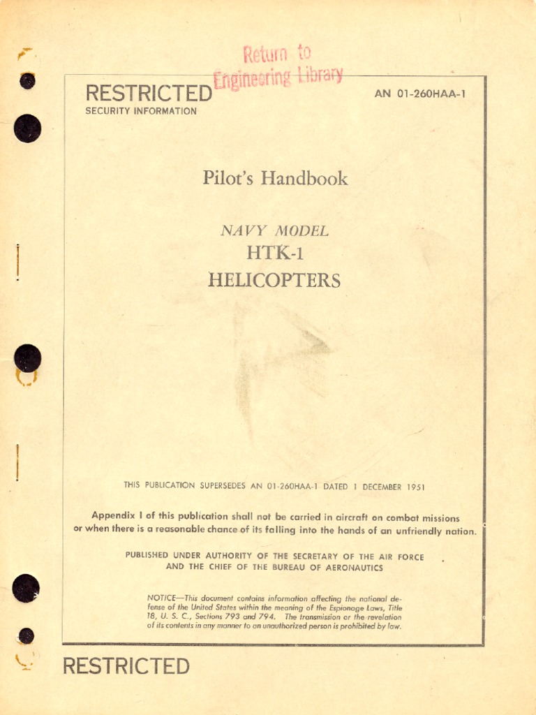 Kaman Helicopter HTK-1 Pilots Handbook. | PDF