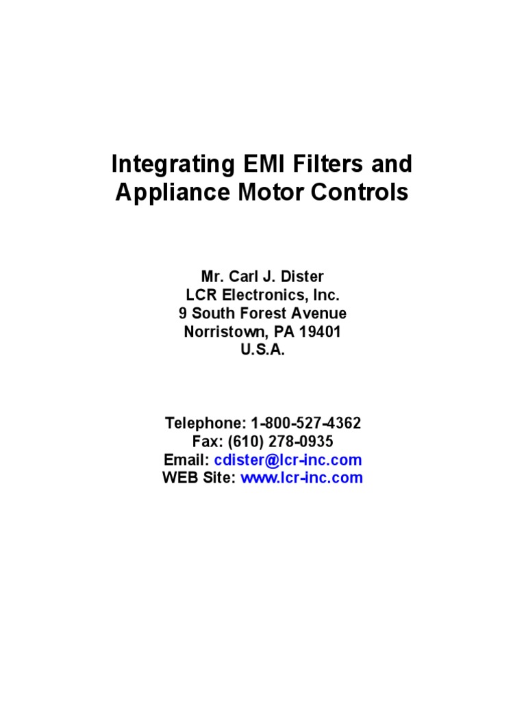 Integrating EMI Filters and Appliance Motor Controls | PDF ...