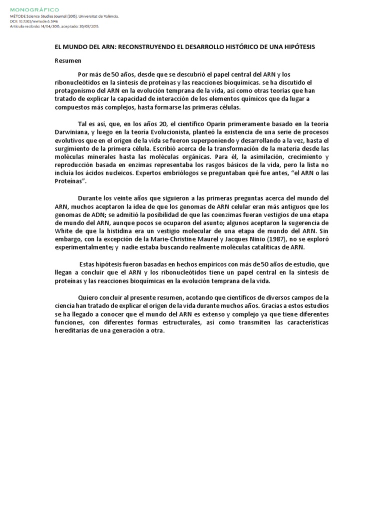 El Mundo Del Arn: RECONSTRUYENDO EL DESARROLLO HISTÓRICO DE UNA ...