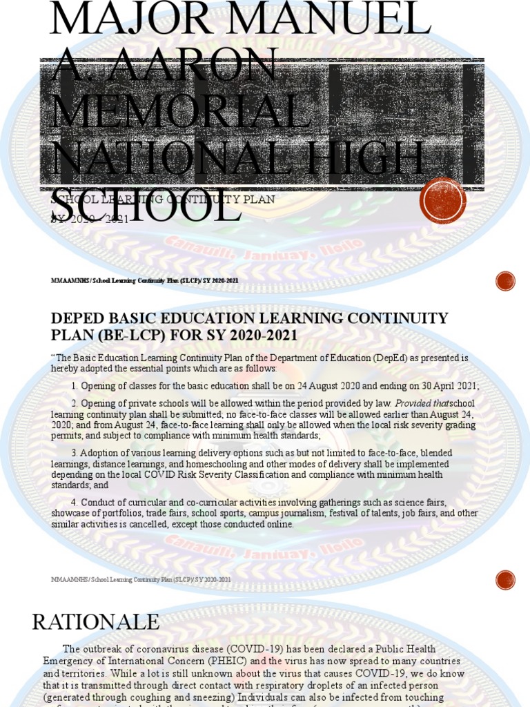 School Learning Continuity Plan 2020-2021 | PDF | Educational ...