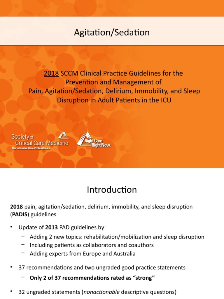 PADIS Guidelines Teaching Slides Sedation | PDF | Intensive Care ...