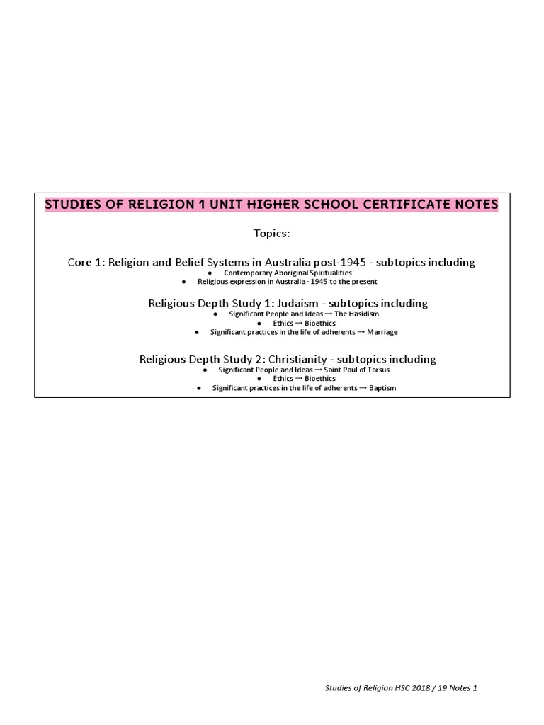 HSC Studies of Religion Notes | PDF | Hasidic Judaism | Indigenous ...