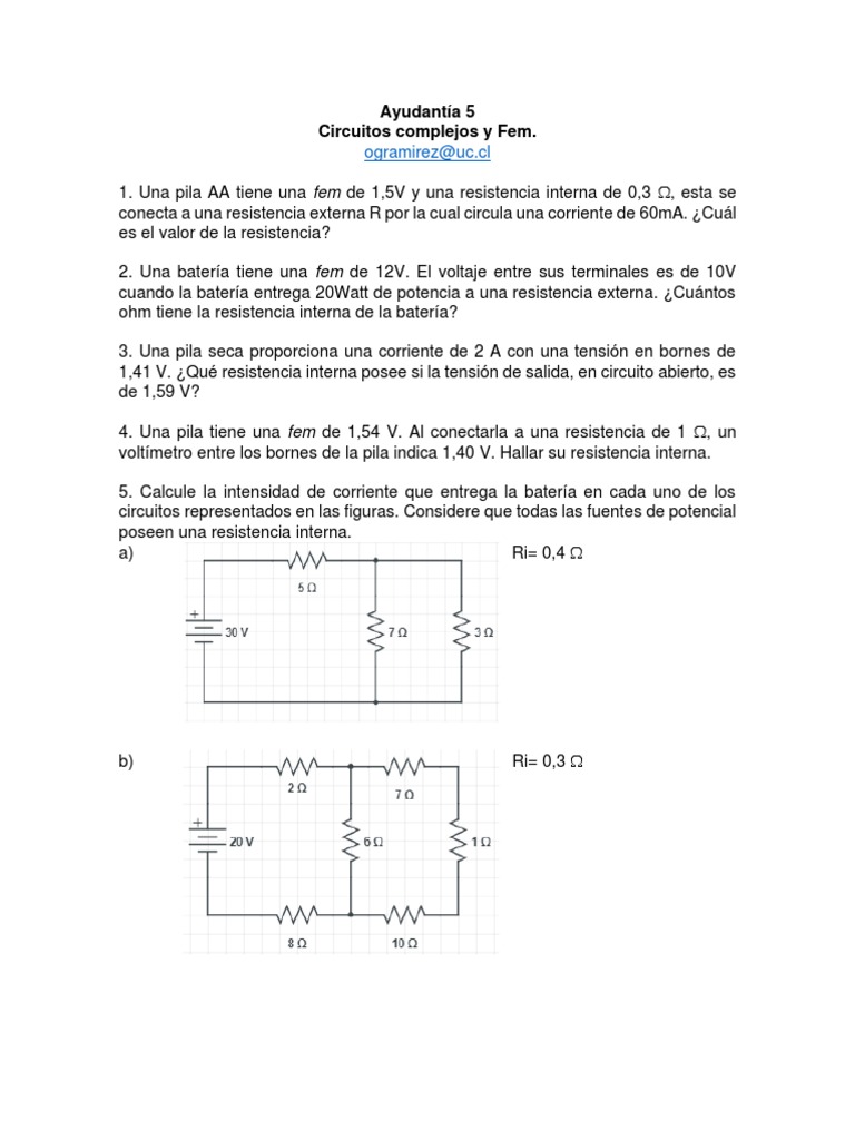 Circuitos complejos con fuentes de potencial reales y cálculo de ...