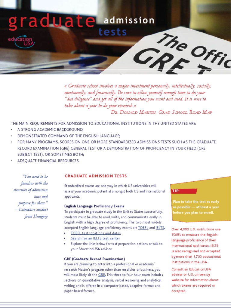 Ed Usa Graduate Testing | PDF | Graduate Record Examinations | Graduate ...