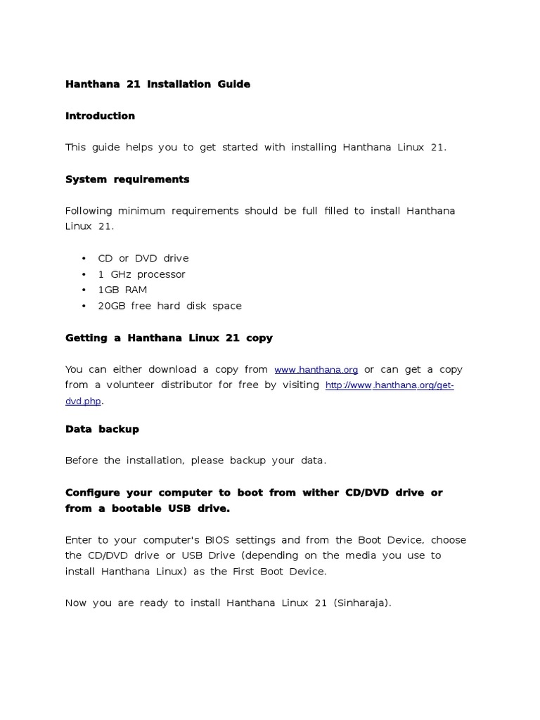 Hanthana 21 Installation Guide English | PDF | Booting | Password
