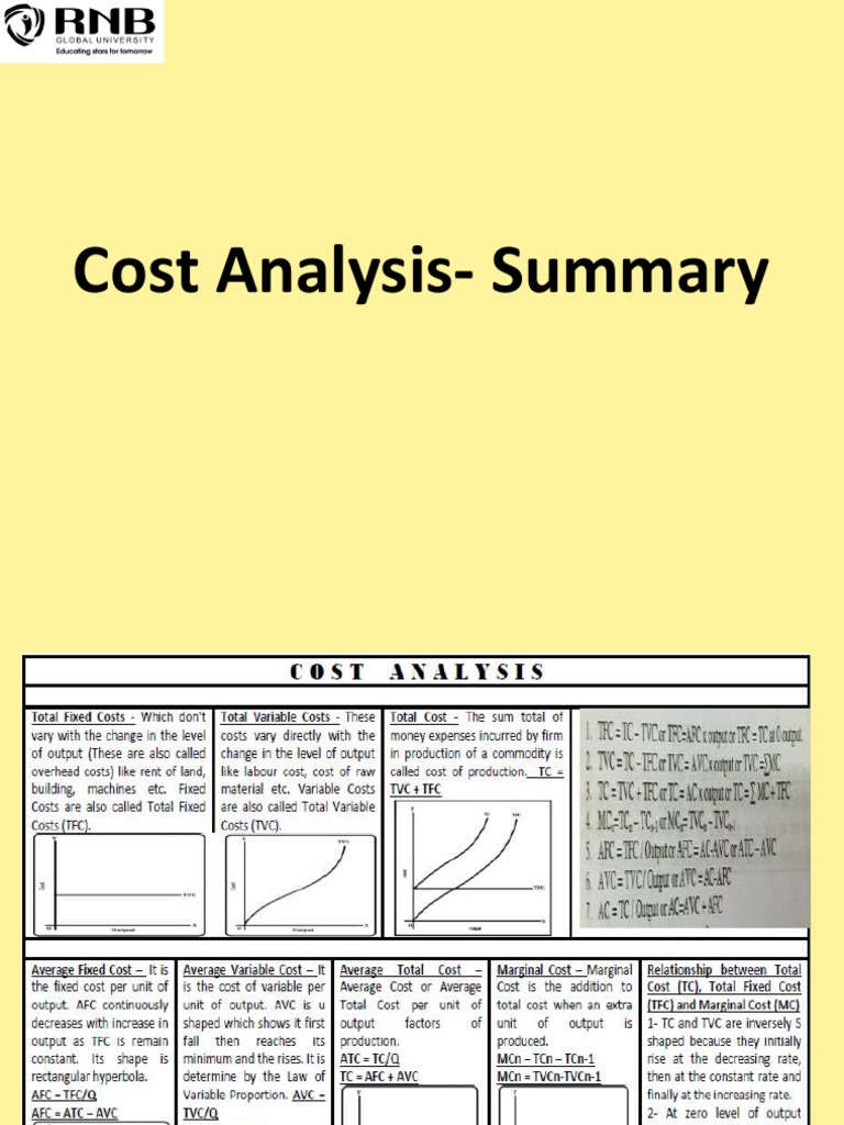 Cost Analysis - Summary | PDF