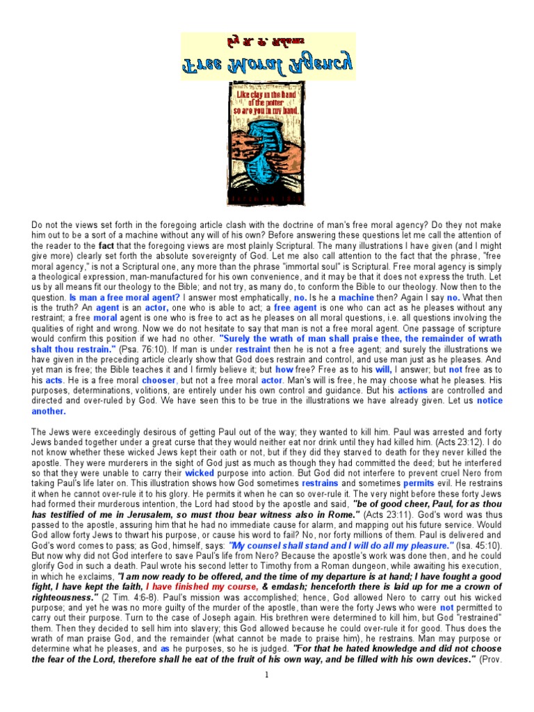 FREE MORAL AGENCY (A.P.Adams) EDITED 9-16-01 | PDF | Paul The Apostle ...