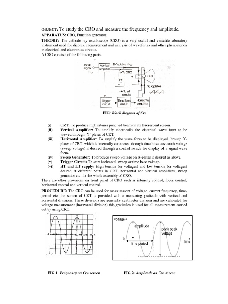 Cathode Ray Oscilloscope - Cro | PDF | Amplitude | Electronics