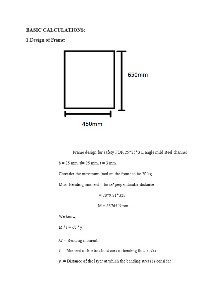 1.design of Frame:: Basic Calculations | PDF | Bending | Classical ...